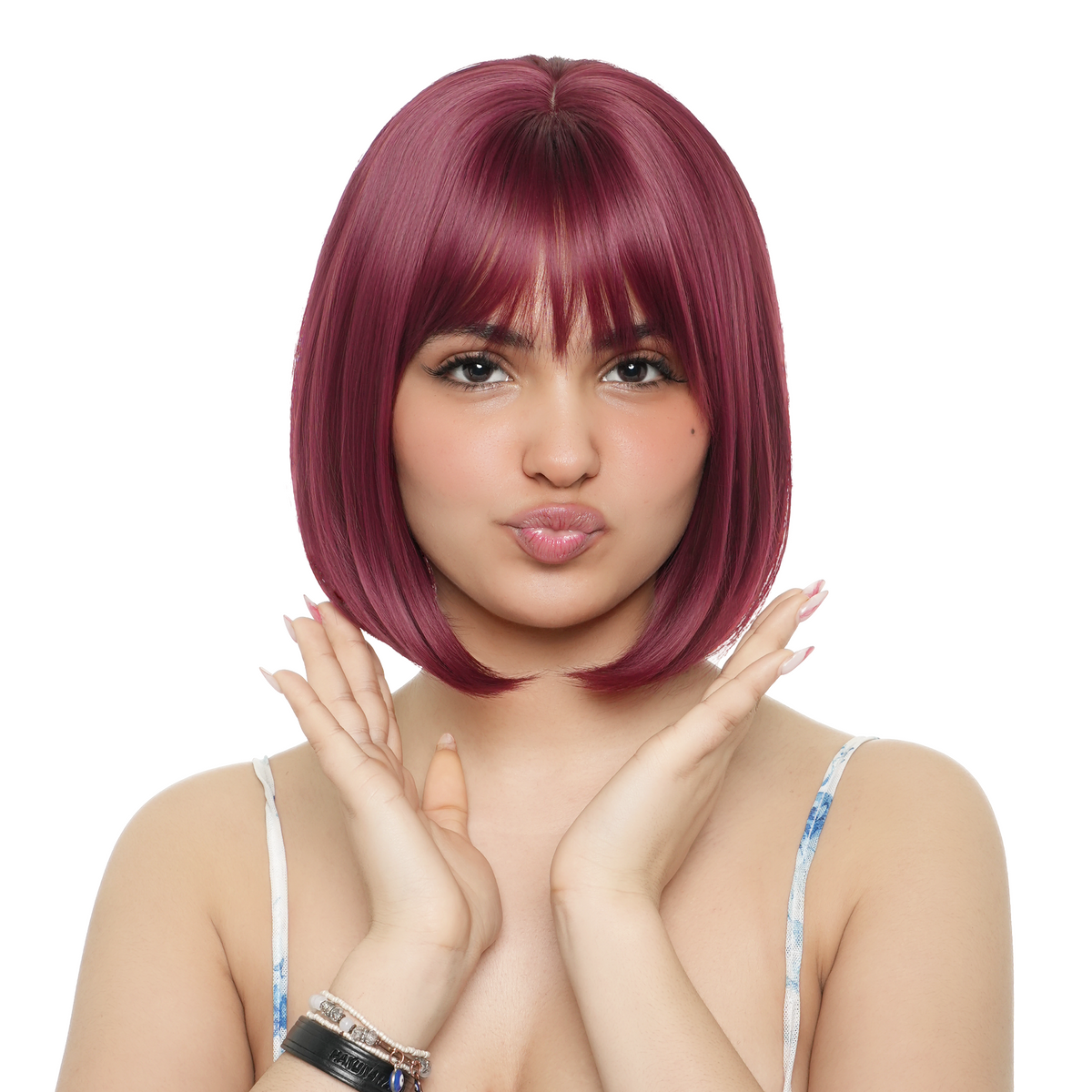 11-Inch Solid Garnet Red Straight Synthetic Wig – Lady Grayy